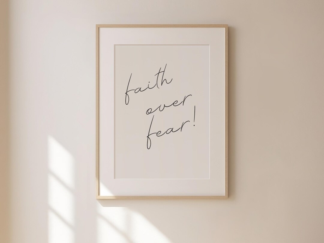 Faith Over Fear Minimalist Art, Christian Wall Art College Gift ...