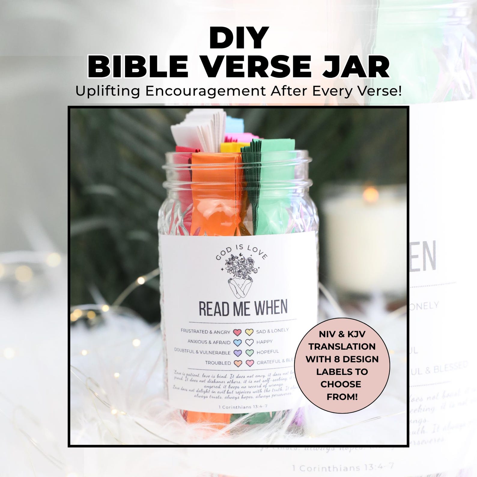 Printable Scripture Jar, Bible Verses Jar for Feelings and Emotions ...