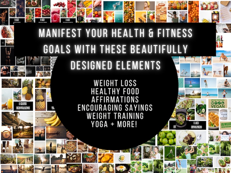 Printable Health & Fitness Vision Board, Mood Board for Women, Vision ...