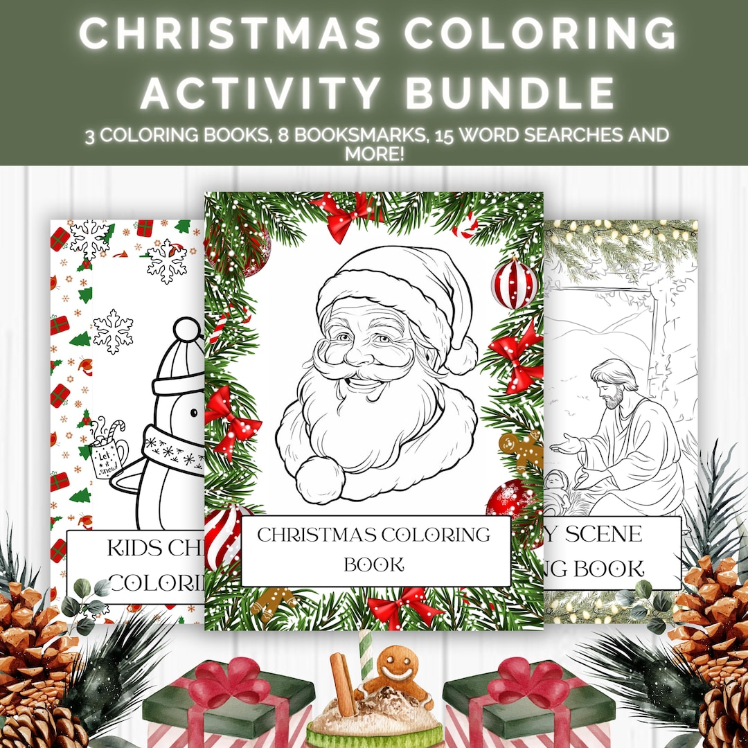 80+ Pages Christmas Coloring Bundle Activity, Nativity Scene Pages ...