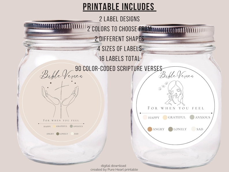 Printable Scripture Jar Kit, Daily Encouragement Cards, Prayer Jar ...