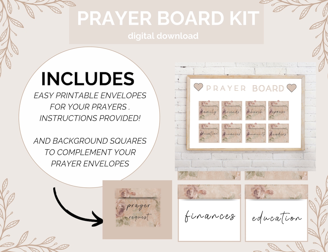 Printable Prayer Board Kit, Vision Board Prayer Kit for Christians ...