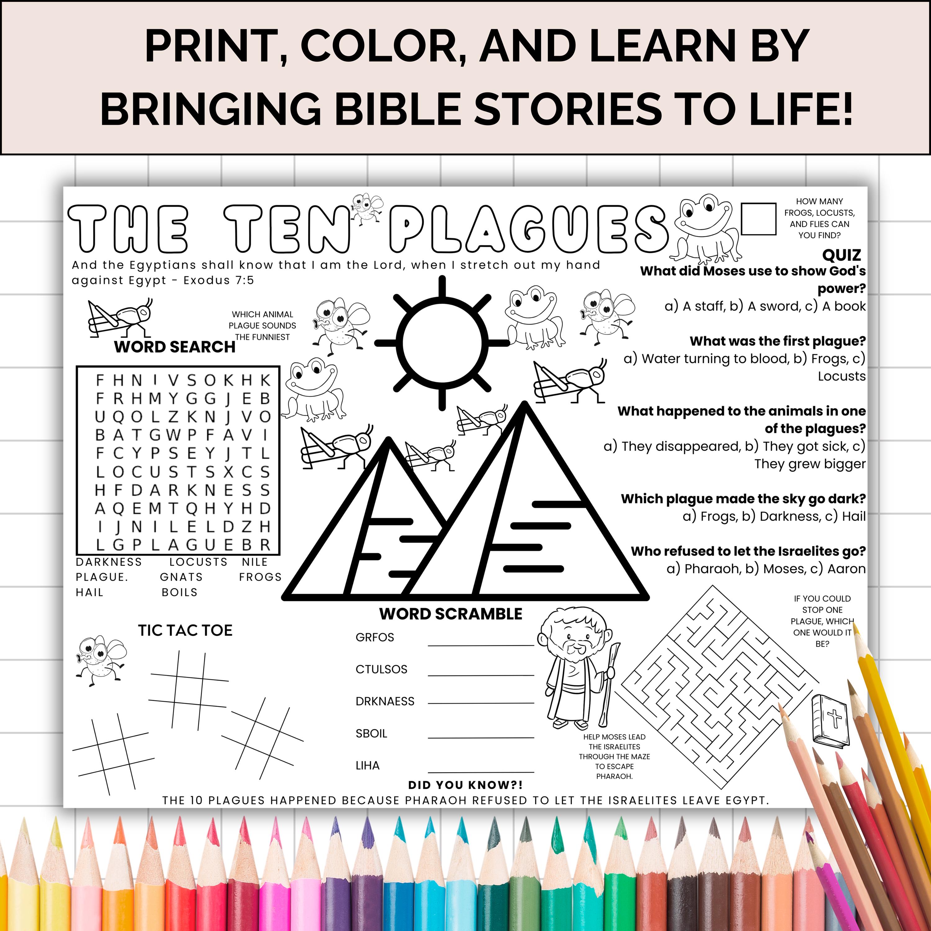 The 10 Plagues Placemat Activity, Old Testament Sunday School Lesson ...