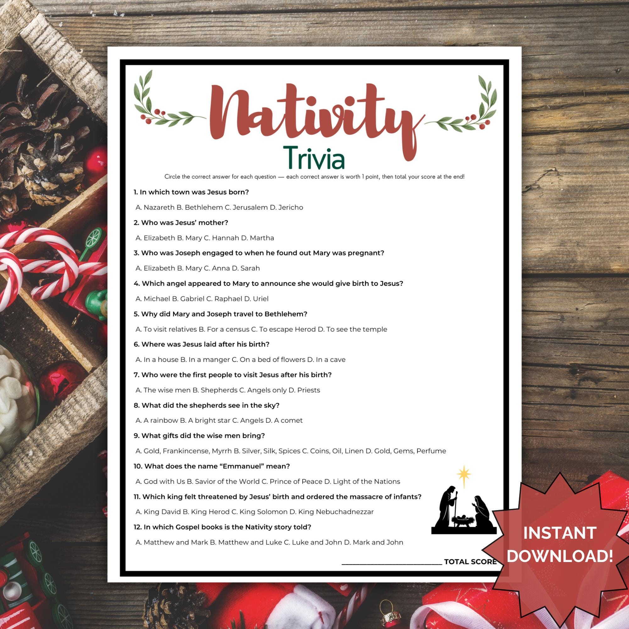 Nativity Trivia Game, Christmas Bible Quiz, Women's Ministry, Sunday ...