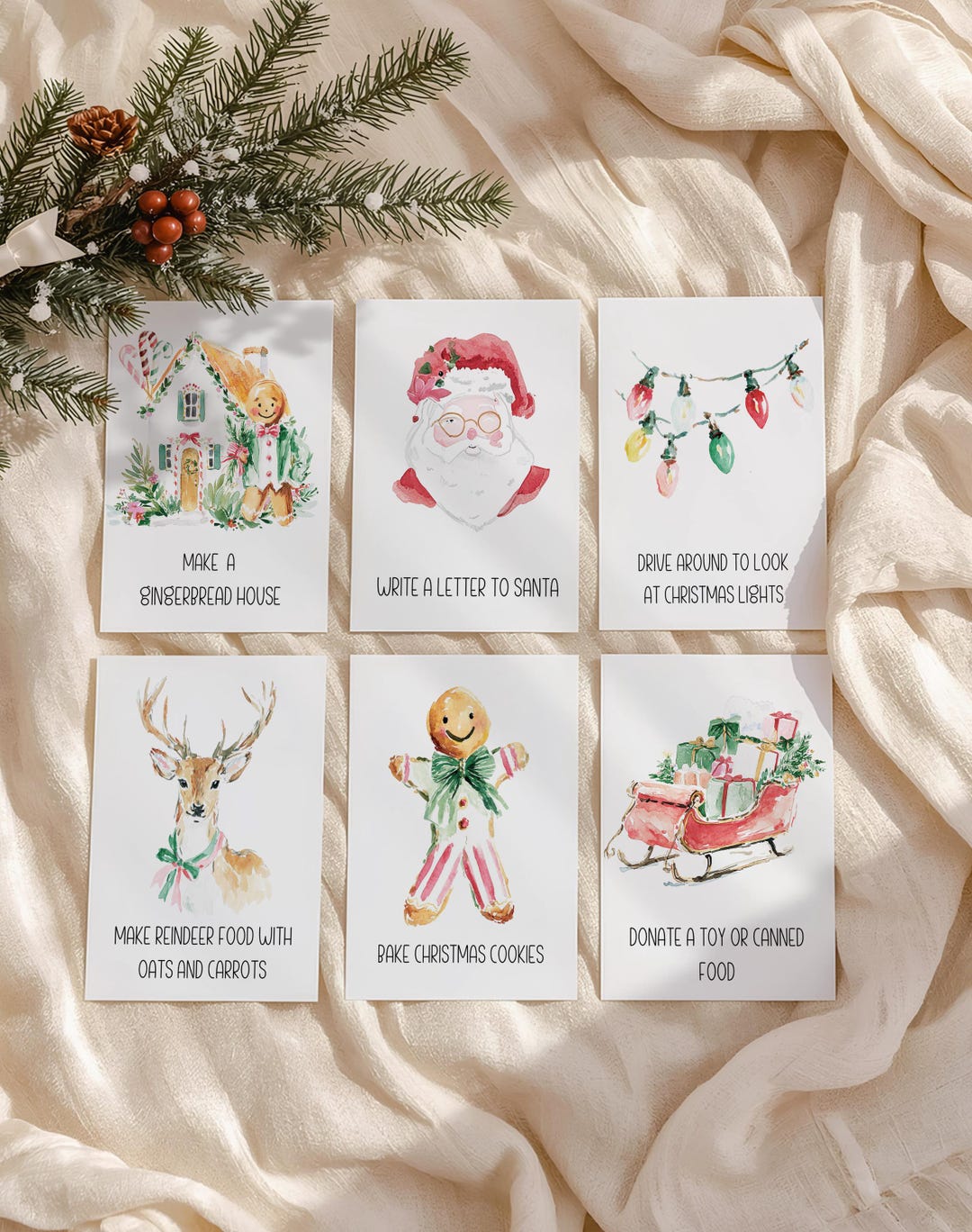 Printable Christmas Advent Activity Cards, Editable Kids Advent ...
