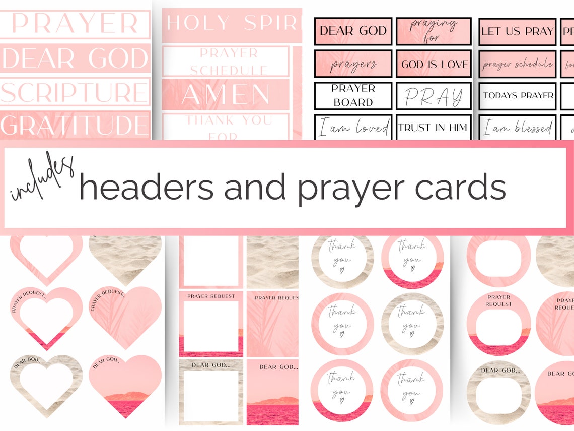 Printable Prayer Board Kit, Christian Vision Board, Wall Collage, Bible ...