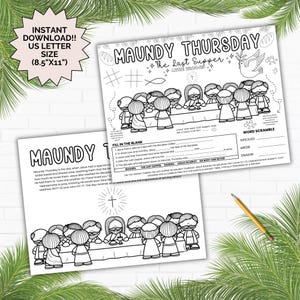 Maundy Thursday Placemat Activity, Holy Week Easter Craft, the Last ...