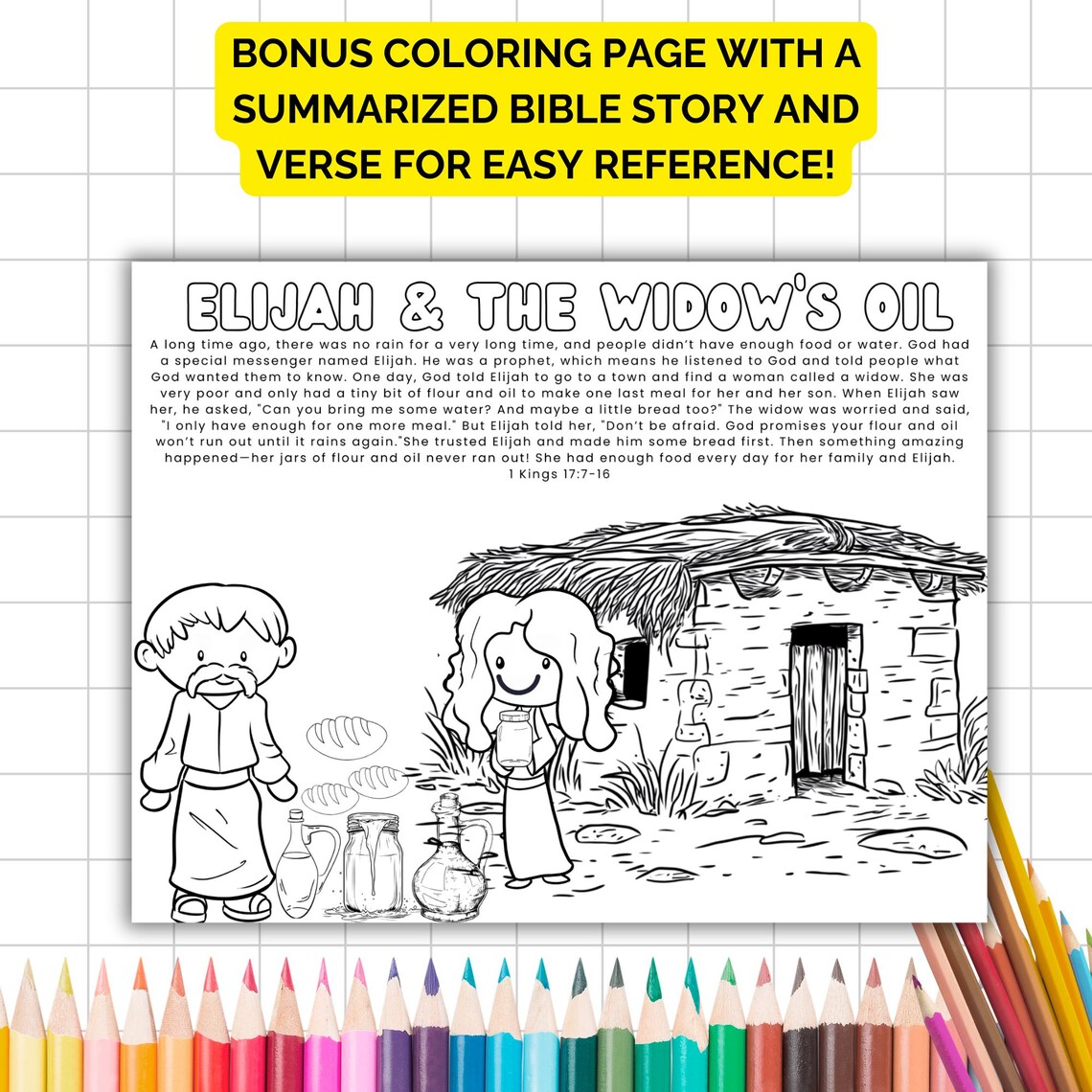 Elijah and the Widow Activity Placemat, Bible Story Coloring Pages ...