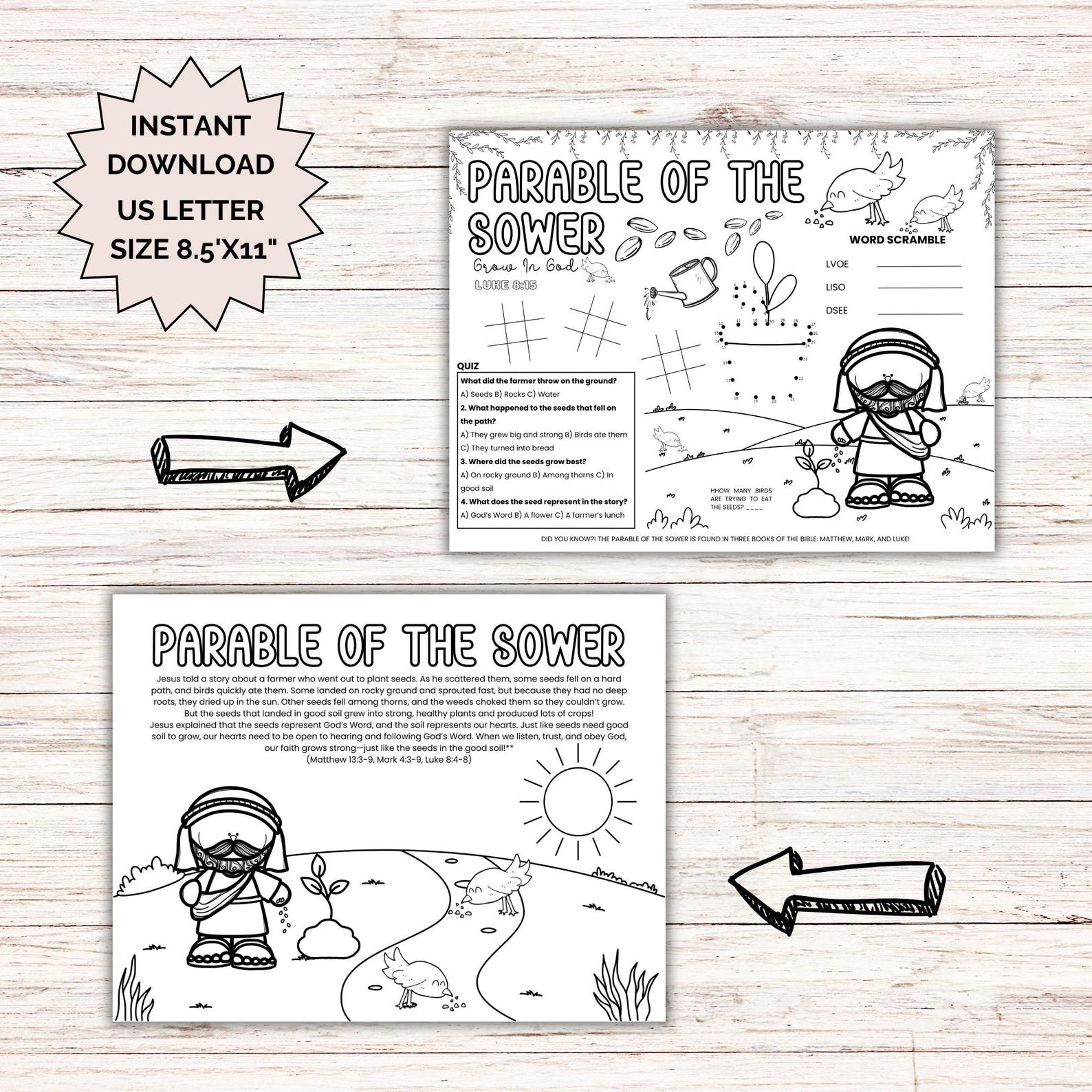 Parable of the Sower Activity Placemat, the Parables of Jesus Coloring ...