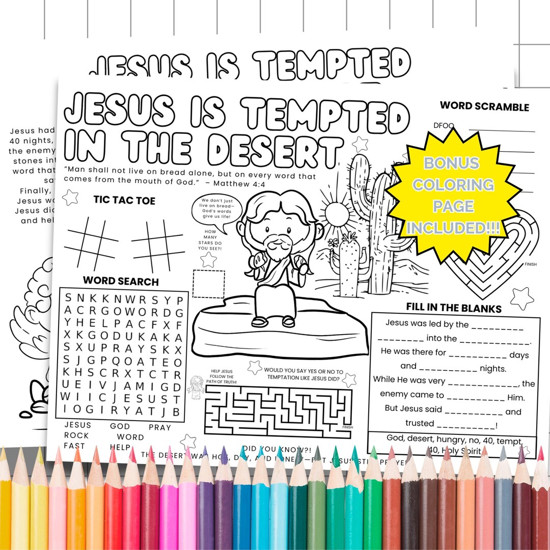 Jesus is Tempted in the Desert Activity Placemat, Sunday School ...