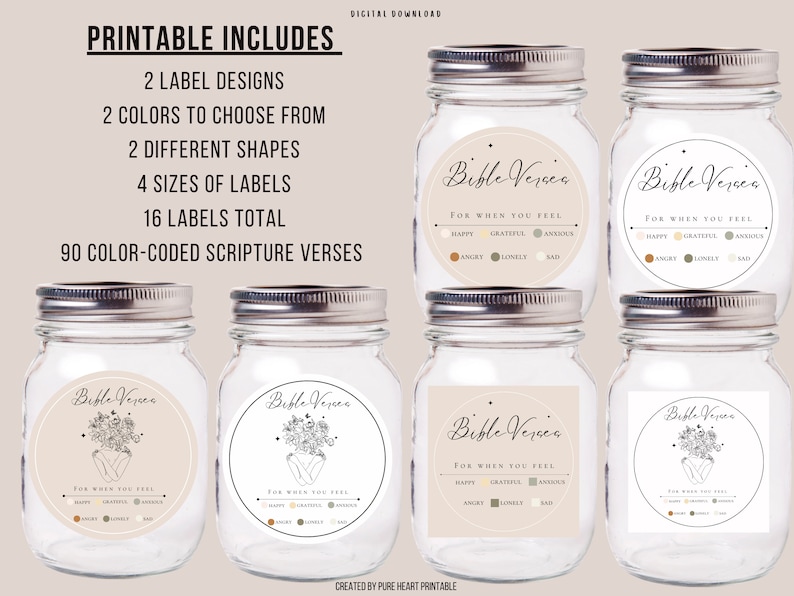 Printable Scripture Jar Kit, Bible Verses for Feelings and Emotions ...