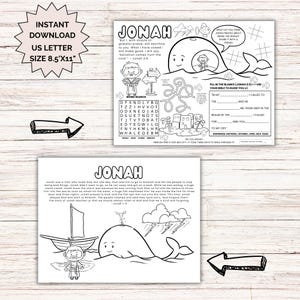 Jonah and the Whale Activity Placemat, Bible Story Coloring Activity ...