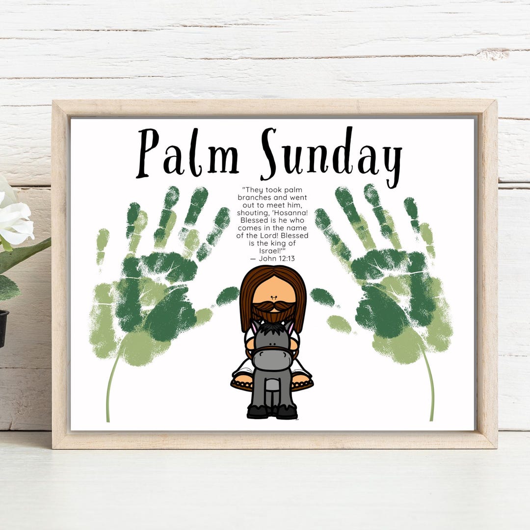 Palm Sunday Handprint Art Craft, Printable Palm Sunday Lent Craft ...