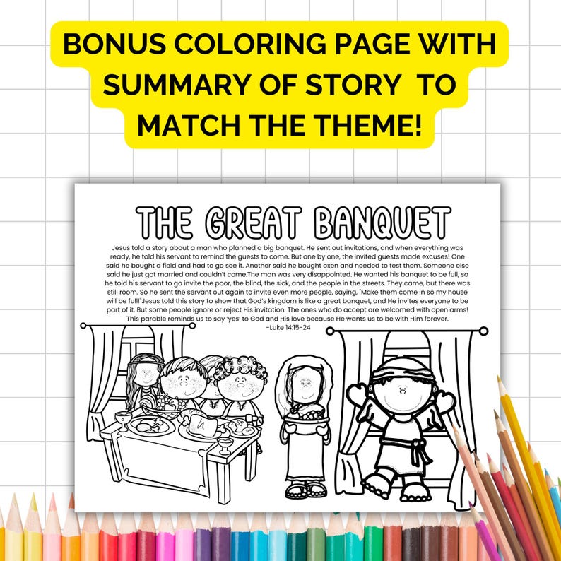 Parable of the Great Banquet Activity Placemat, the Parables of Jesus ...