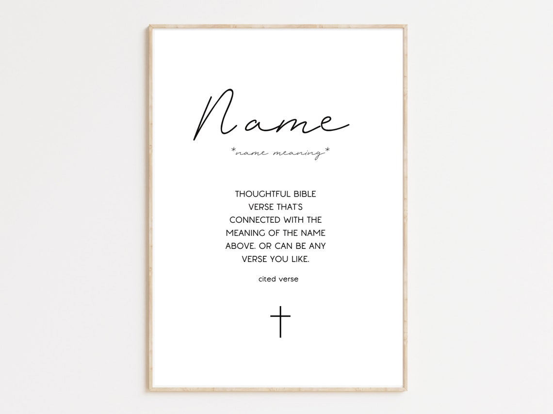 Personalized Name Meaning Sign Printable, Gift for New Parents ...