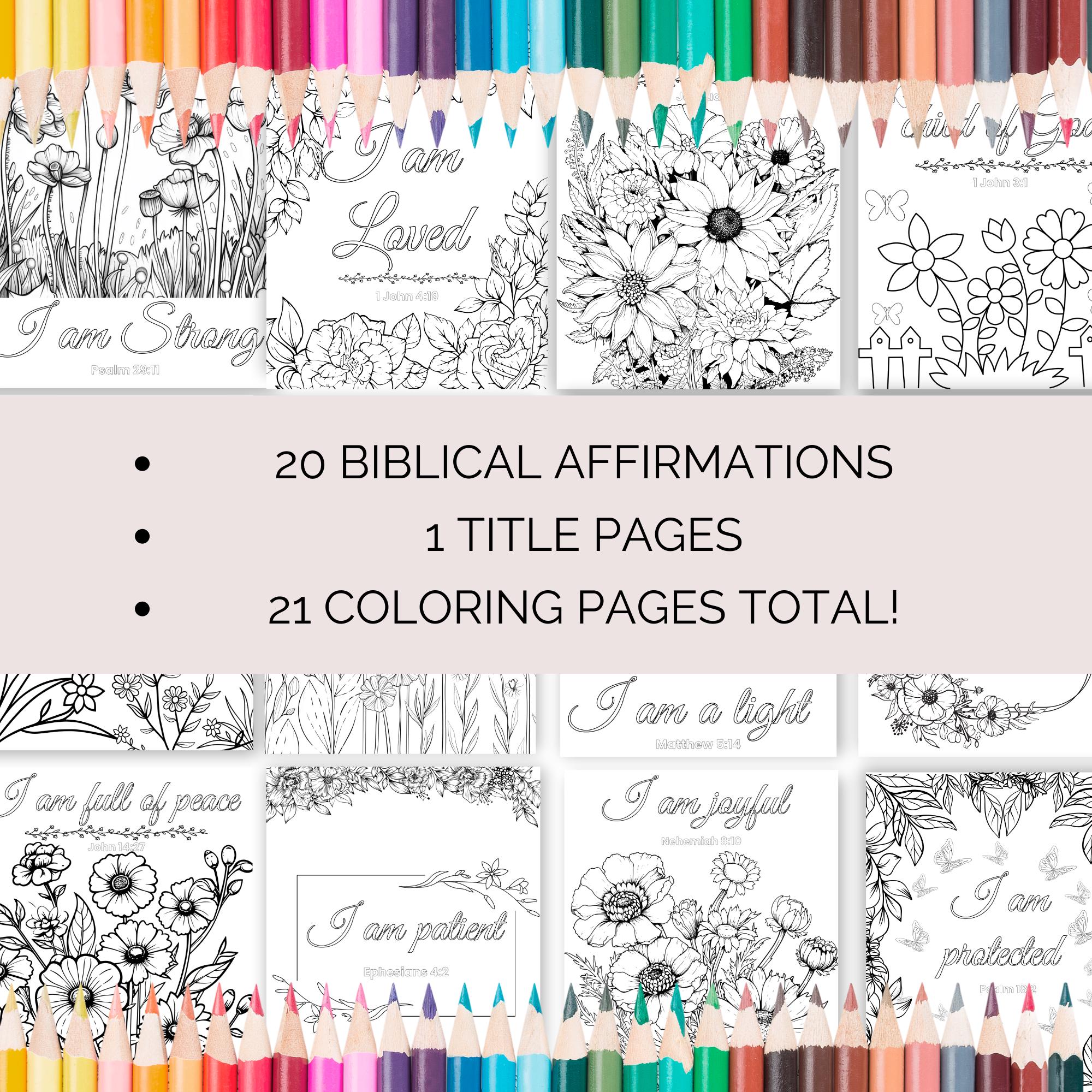 Christian Affirmation Scripture Coloring Book, Bible Coloring Book ...