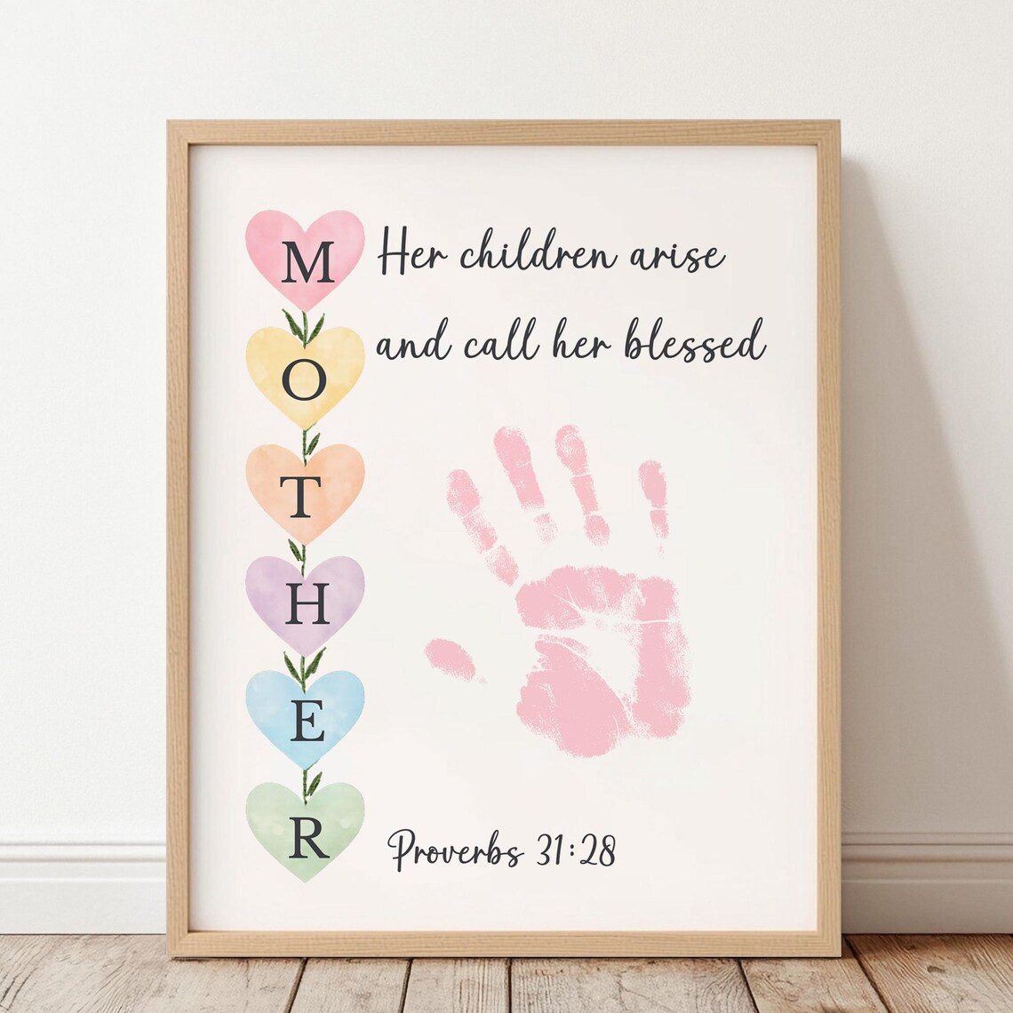 Mothers Day Bible Craft, Printable Mom Handprint Art, Christian Sunday ...