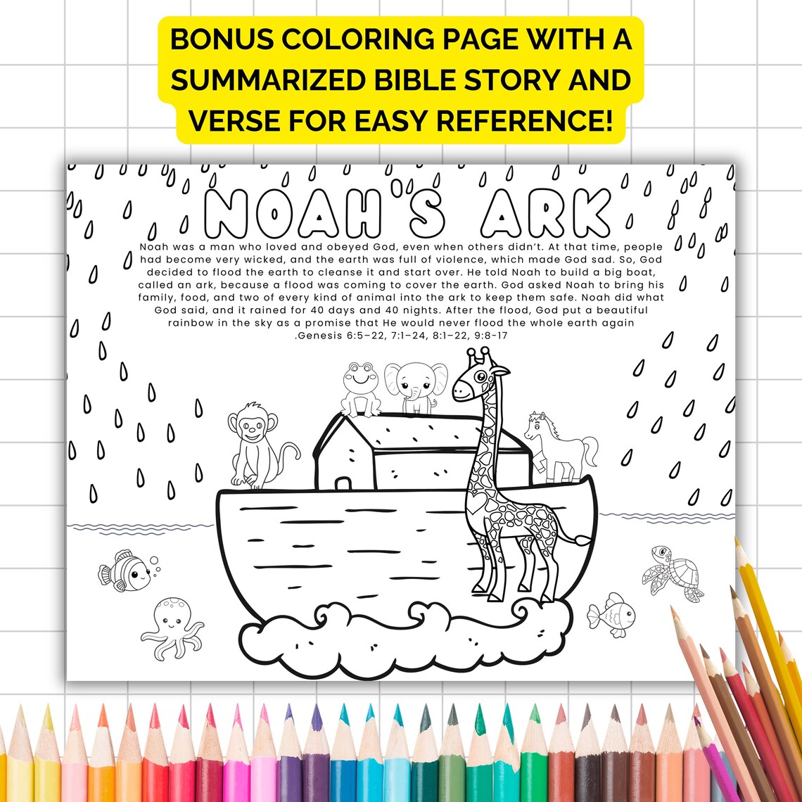 Noahs Ark Activity, Bible Coloring Games, Old Testament Study Guide for ...