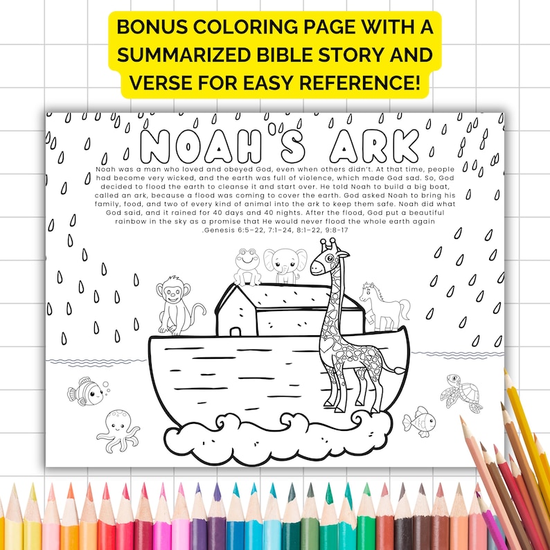 Noahs Ark Activity, Bible Coloring Games, Old Testament Study Guide for ...