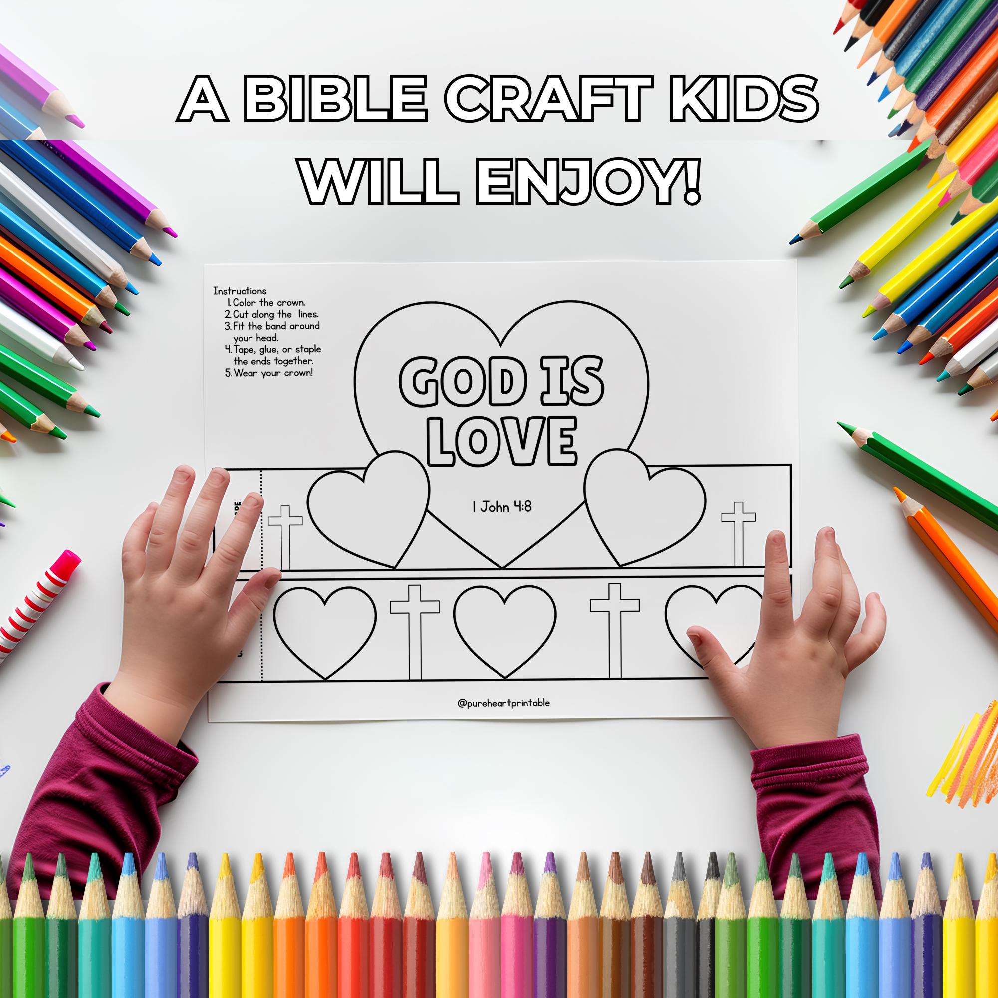 God is Love Bible Craft Printable, Faith Crown for Sunday School ...