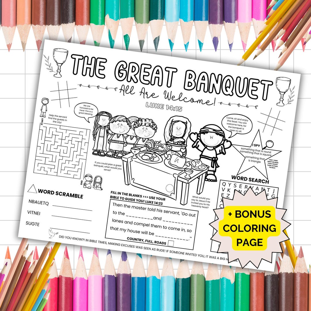 Parable of the Great Banquet Activity Placemat, the Parables of Jesus ...