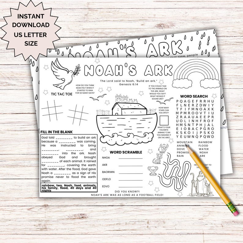 Noahs Ark Activity, Bible Coloring Games, Old Testament Study Guide for ...