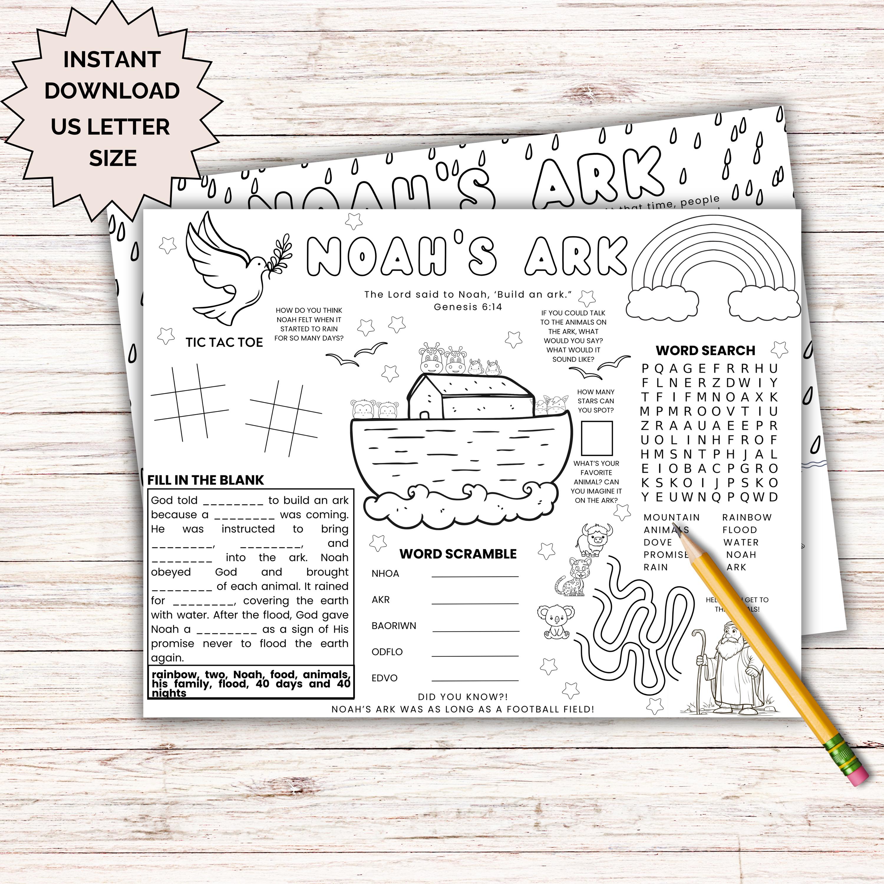 Noahs Ark Activity, Bible Coloring Games, Old Testament Study Guide for ...