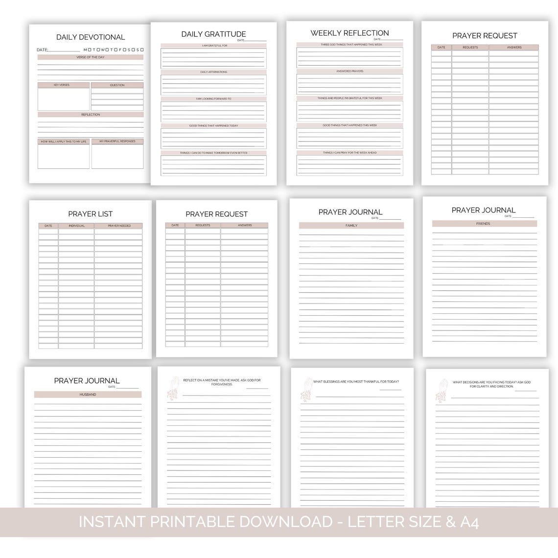 Printable Prayer Journal, Reflection Journal, Gratitude Journal ...