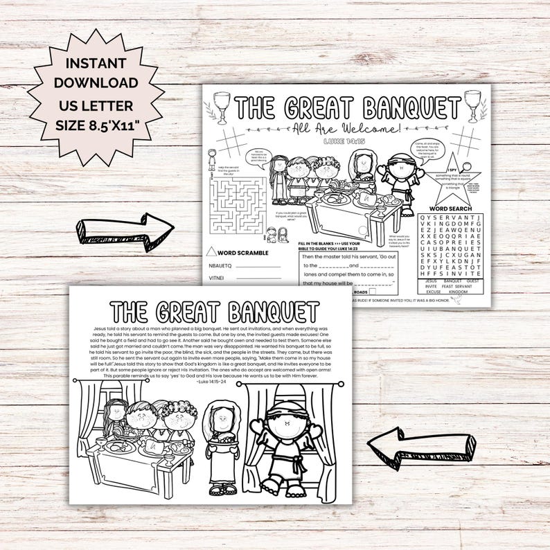 Parable of the Great Banquet Activity Placemat, the Parables of Jesus ...