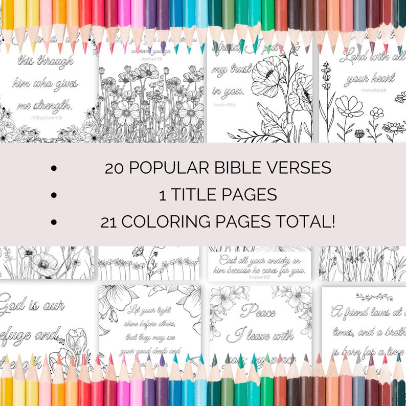 Printable Bible Verse Coloring Book, Bible Coloring Pages, Flower ...