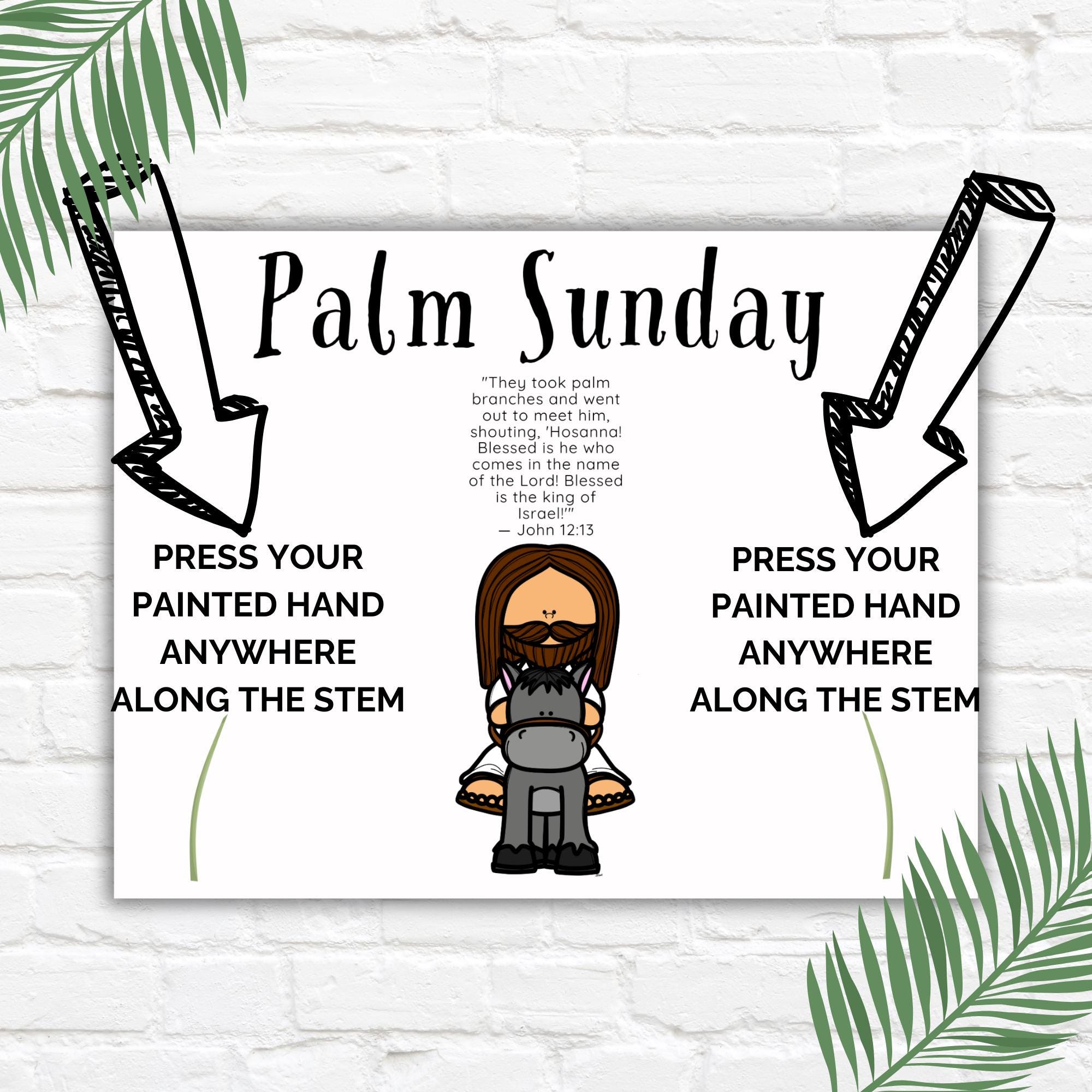 Palm Sunday Handprint Art Craft, Printable Palm Sunday Lent Craft ...