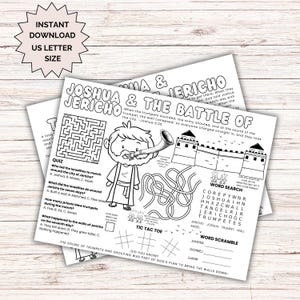 Joshua and the Battle of Jericho Activity Placemat, Bible Activity ...