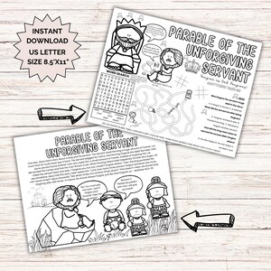Parable of the Unforgiving Servant Activity Placemat, the Parables of ...