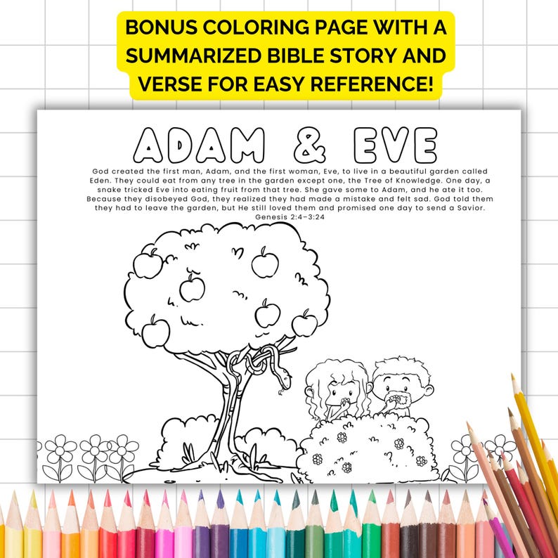 Adam and Eve Placemat Activity, Garden of Eden Coloring Page, Sunday ...