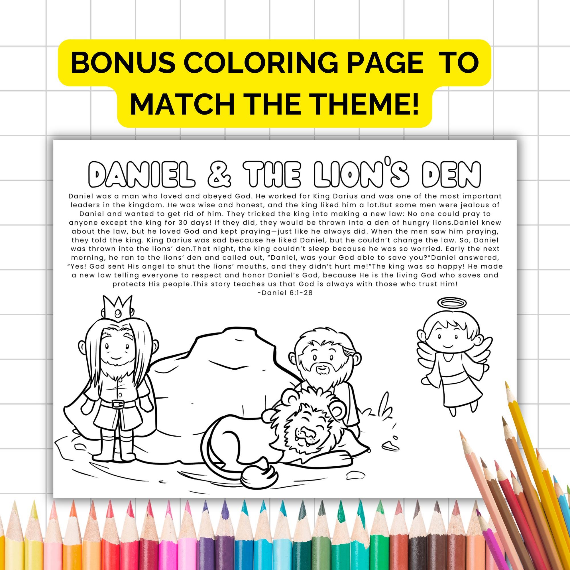 Daniel and the Lions Den Activity Placemat, Christian Homeschool ...
