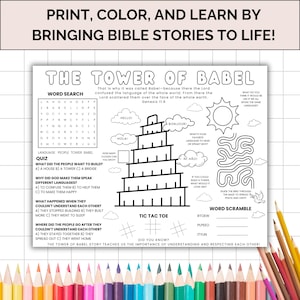 The Tower of Babel Printable Placemat Activity, Old Testament Sunday ...
