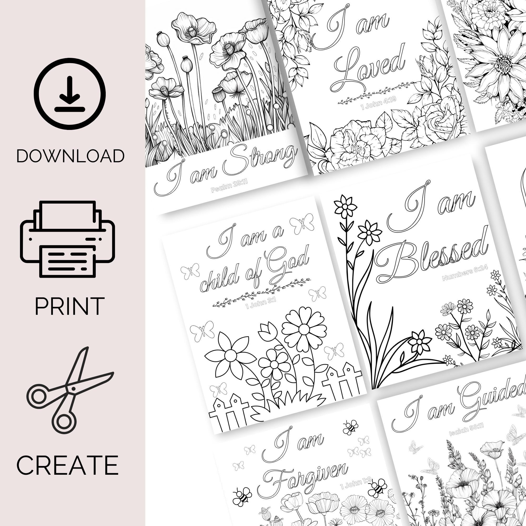 Christian Affirmation Scripture Coloring Book, Bible Coloring Book ...