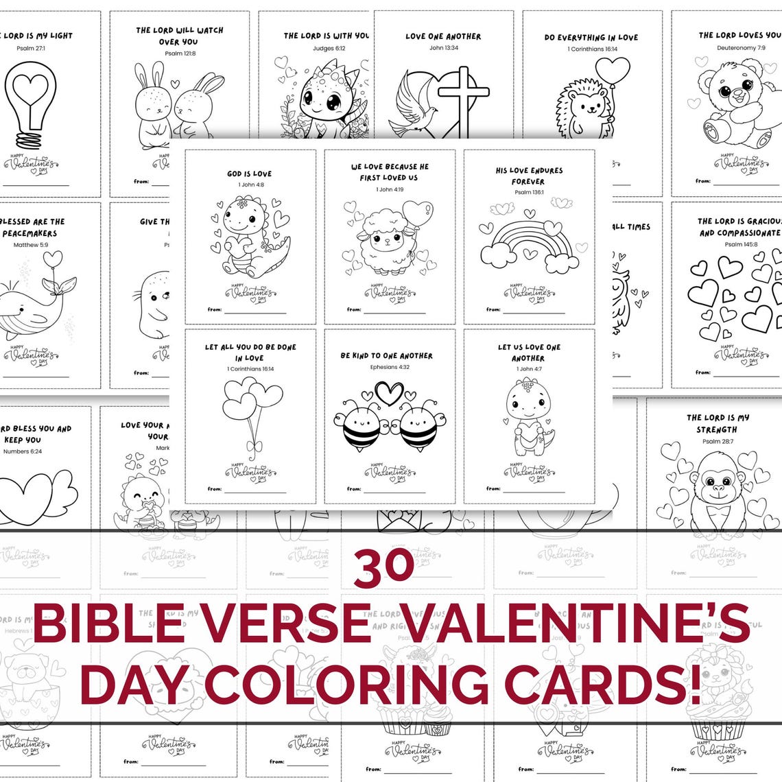 30 Bible Verse Valentine Cards, Printable Christian Bible Verse ...