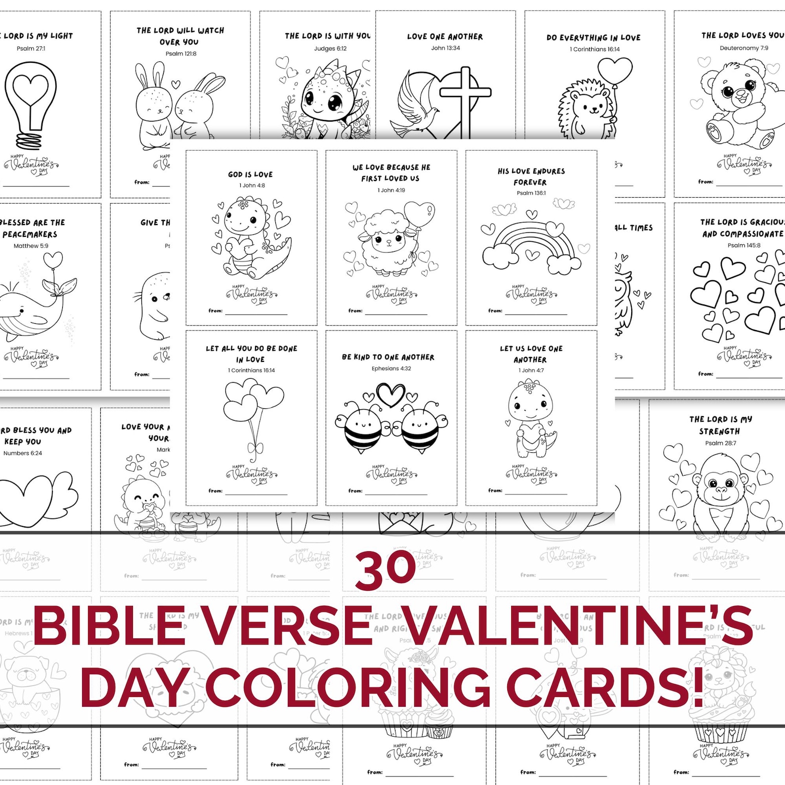 30 Bible Verse Valentine Cards, Printable Christian Bible Verse ...
