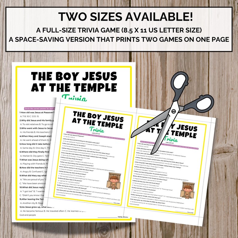 The Boy Jesus Trivia Game, Young Jesus Bible Story, Luke 2 Bible Lesson ...