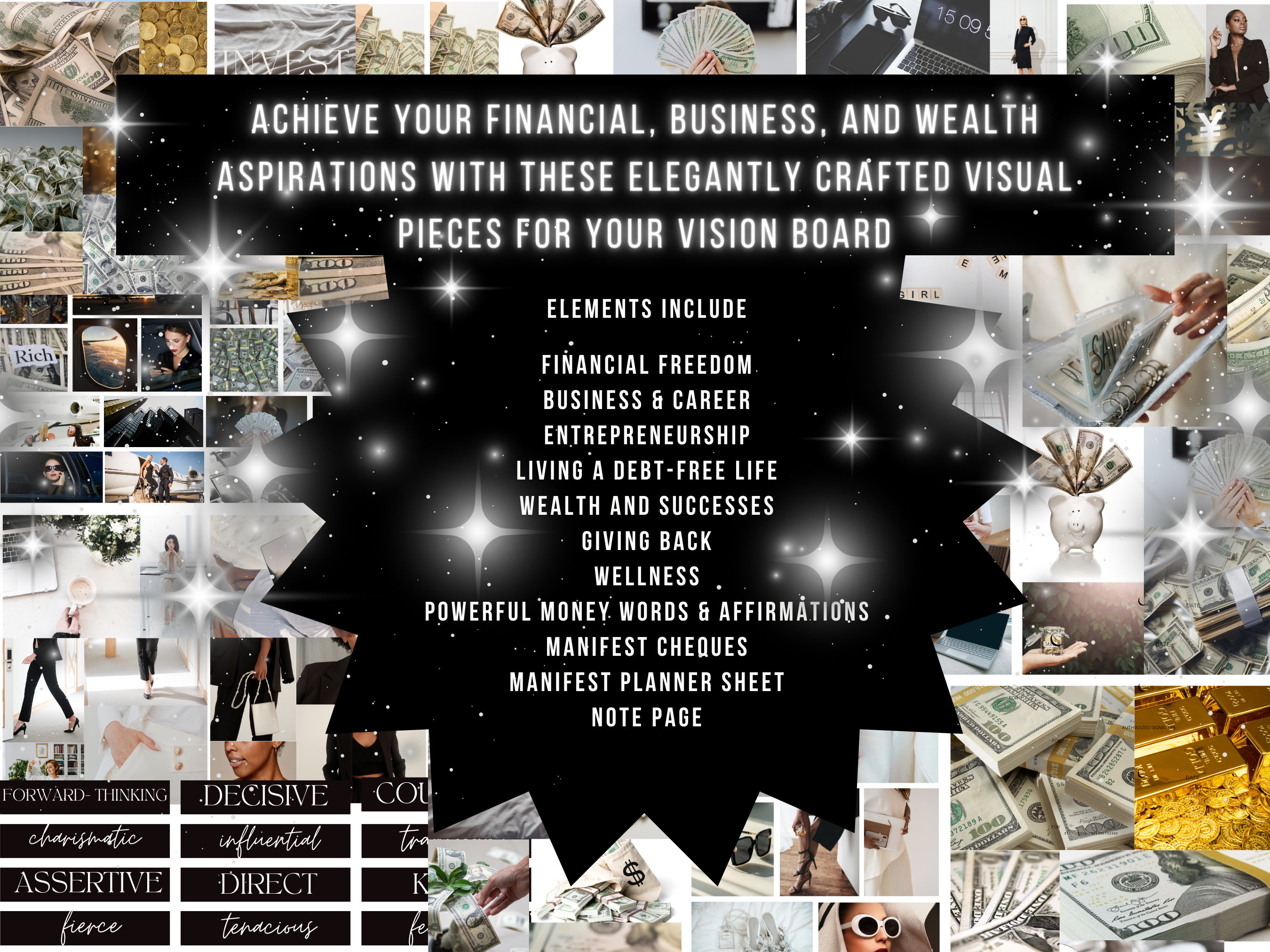 Printable Vision Board Kit to Manifest Money, Good Business, & Wealth ...
