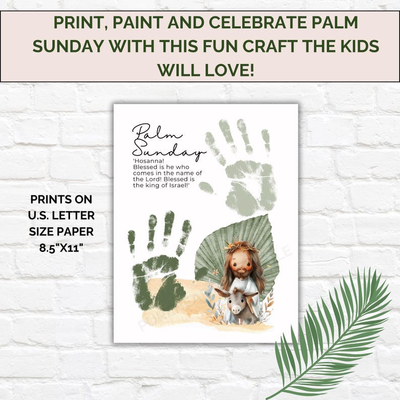 Palm Sunday Handprint Art Craft, Printable Palm Sunday Lent Craft ...