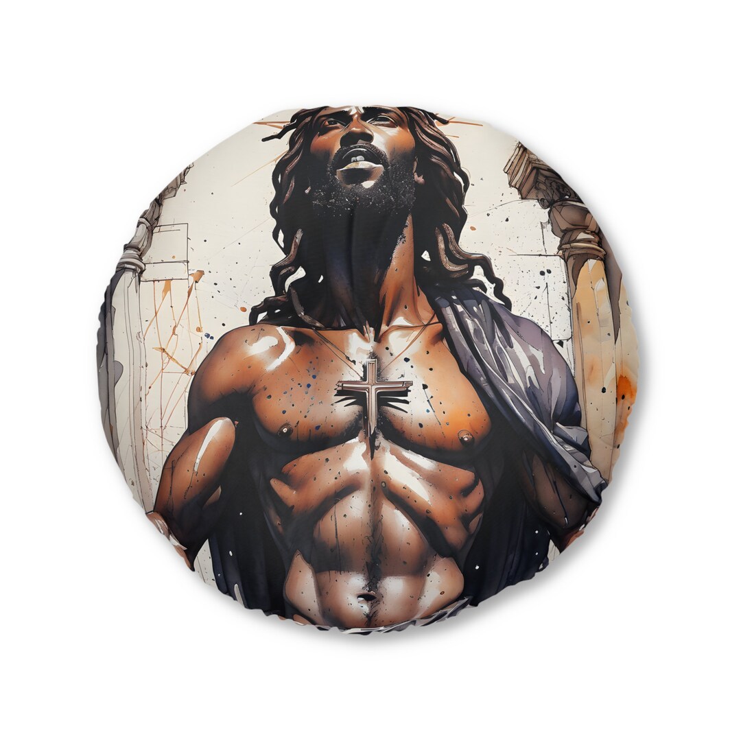 African American Christ Tufted Floor Pillow, Round - Etsy