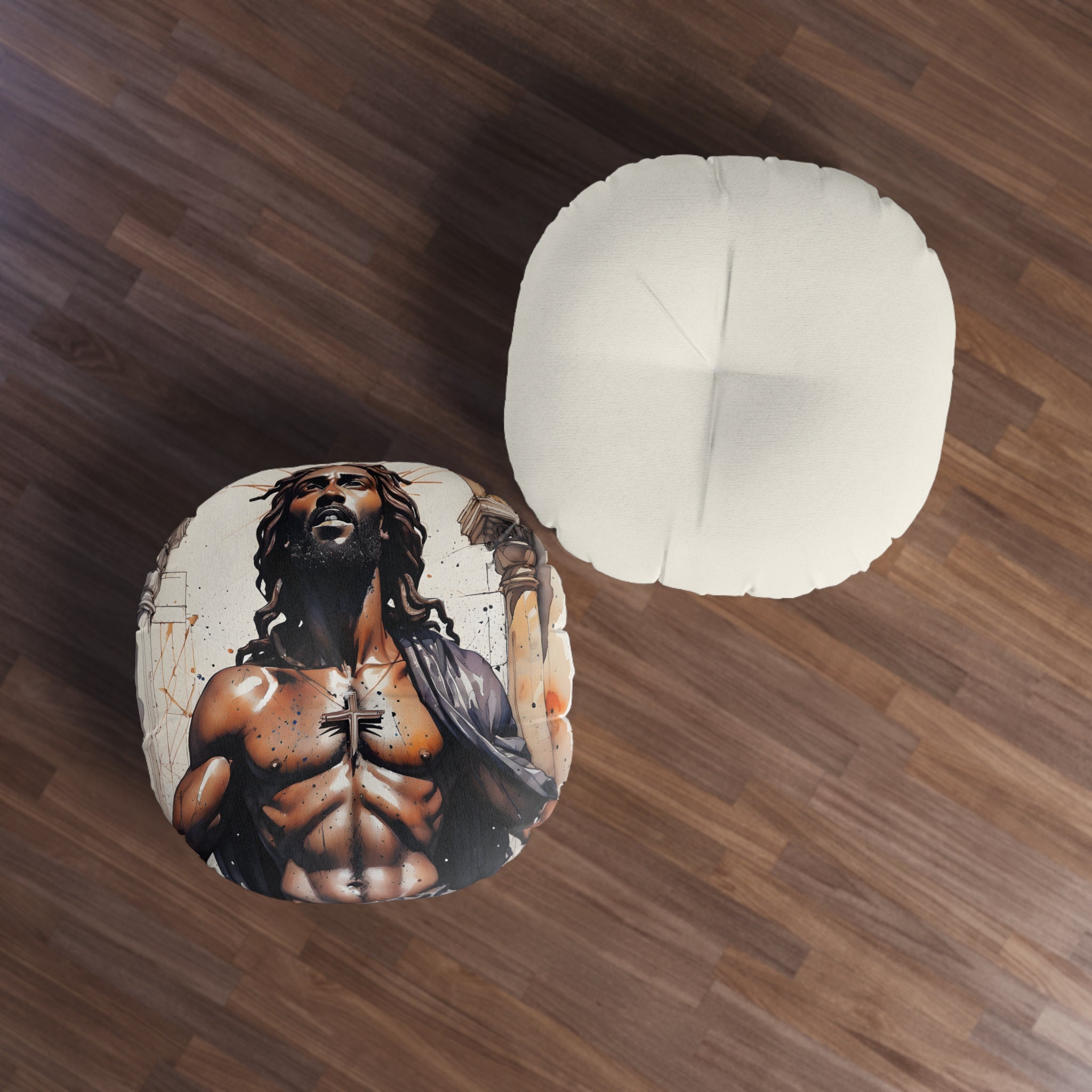 African American Christ Tufted Floor Pillow, Round - Etsy