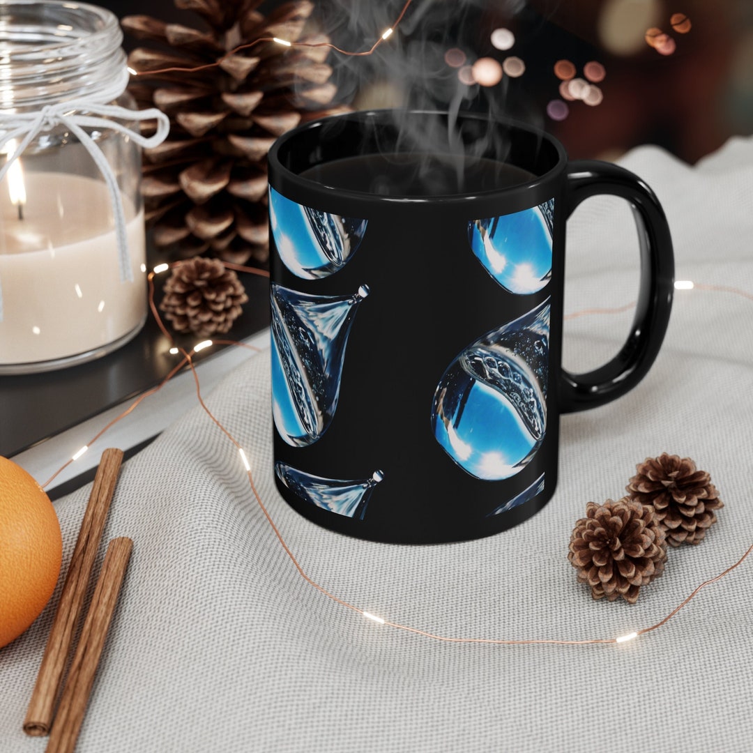 Water Drop 11oz Black Mug - Etsy UK