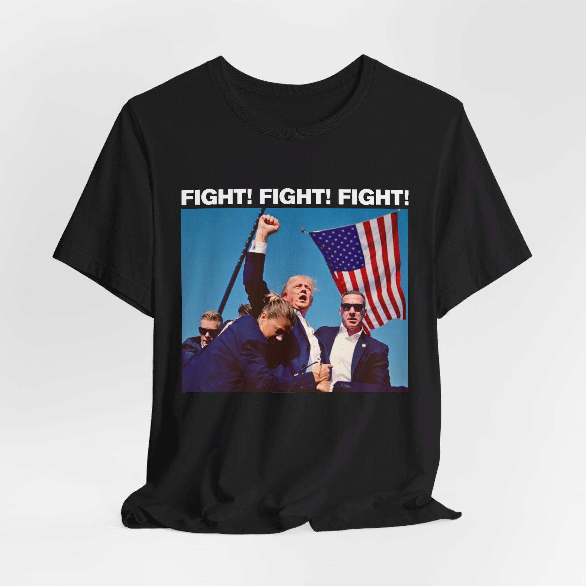 Fight Fight Fight American Flag Trump Shot Shirt, Trump Rally, Unisex ...