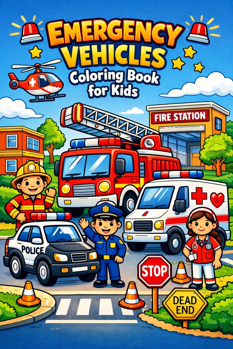Emergency Vehicle Coloring Pages | Fire Truck, Police, Ambulance ...