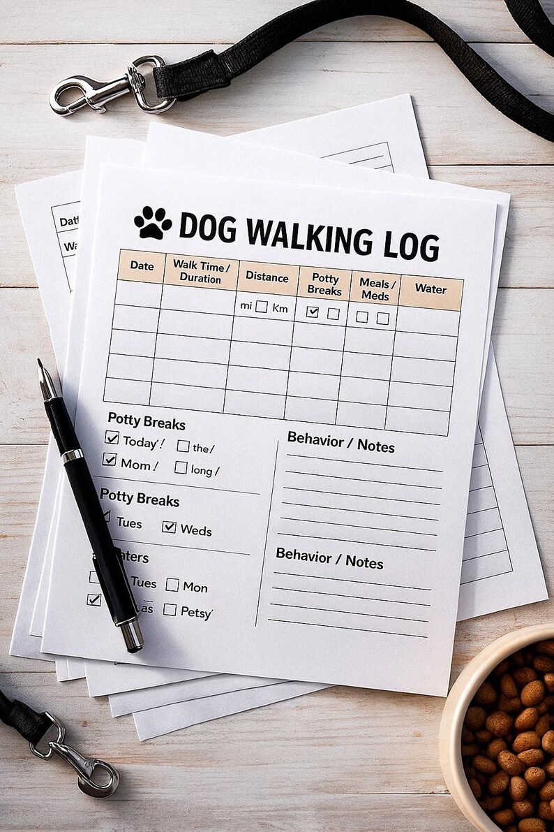 Dog Walking Log Printable | Step Tracker for Owners and Walkers - Etsy ...