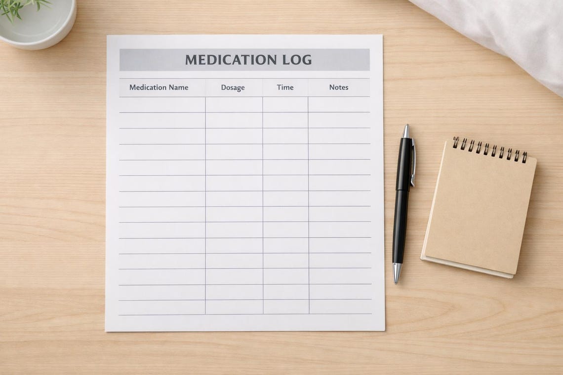 Medication Log Printable | Large Print Daily Medication Tracker | PDF ...