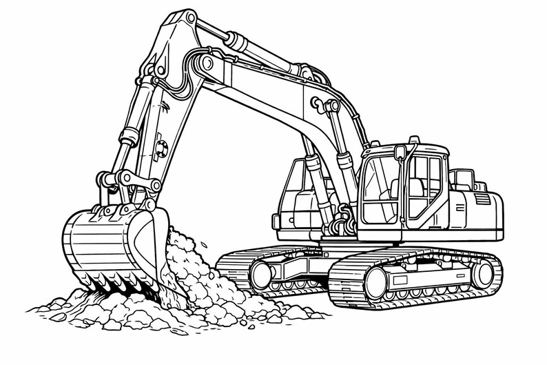 Construction Trucks Coloring Pages Bundle | Heavy Equipment Printable ...